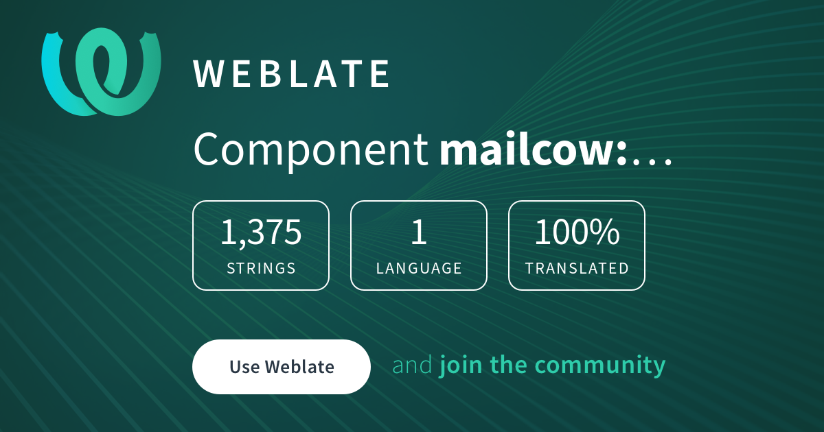 mailcow: dockerized - 🐮 + 🐋 = 💕/Translation — English (en-gb) @ Weblate